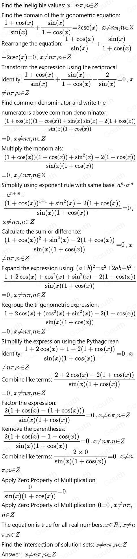 Solved 4 1 Cos X Sin X Sin X 1 Cos X 2csc X [math]