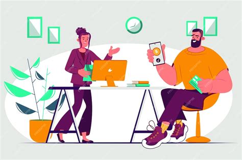 Premium Vector Money Transfer Concept With People Scene In The Flat