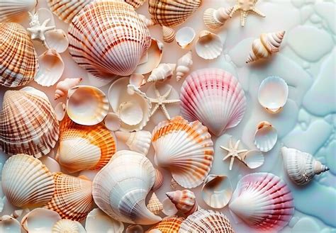 Premium Photo Photo Of Many Sea Shells Are On A White Surface And