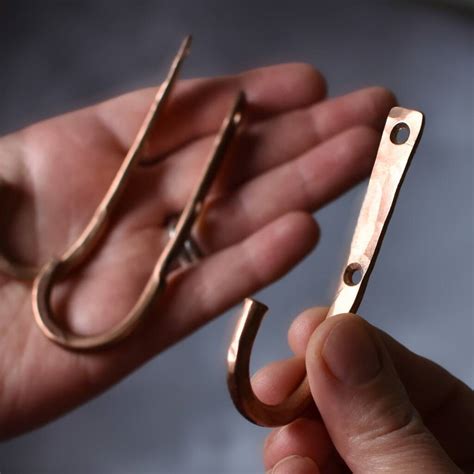 Solid Copper Hooks Hammered Metal Diy Fixing By Coach House Forge