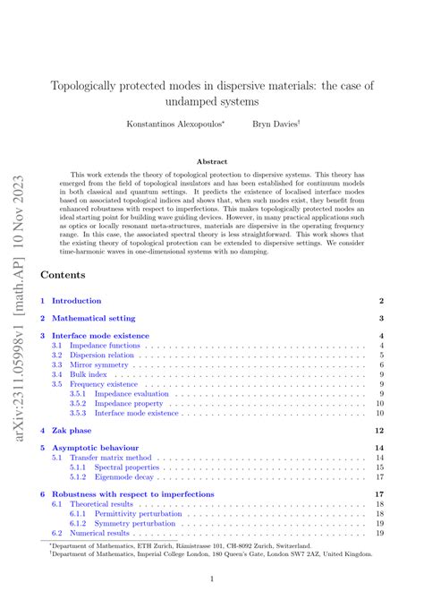 Pdf Topologically Protected Modes In Dispersive Materials The Case
