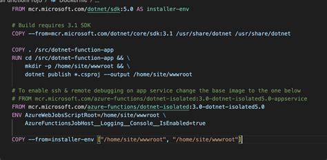 the target framework for is provided but the generated dockerfile