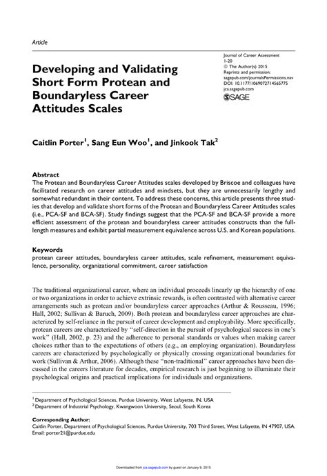 Pdf Developing And Validating Short Form Protean And Boundaryless