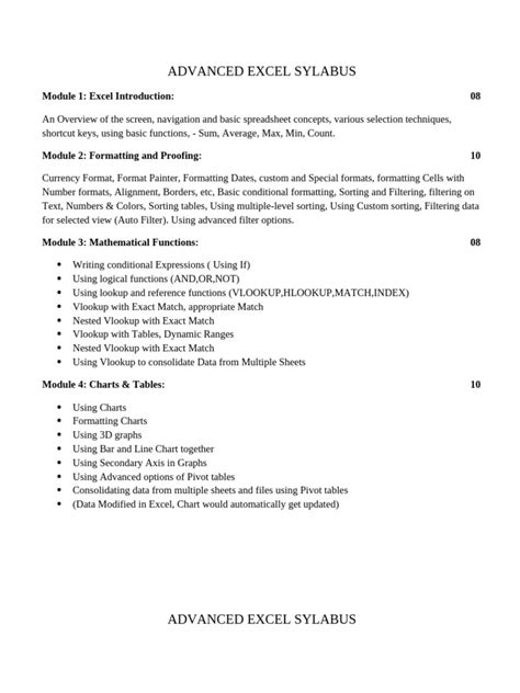 Advanced Excel Pdf