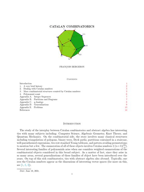 Catalan Combinatorics Francois Bergeron Pdf Combinatorics Mathematical Concepts