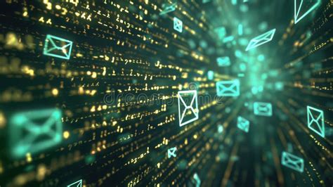 cybersecurity in data transfer with bright email symbols safeguarding