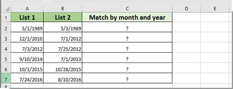 How To Match Dates By Month And Year Only In Excel