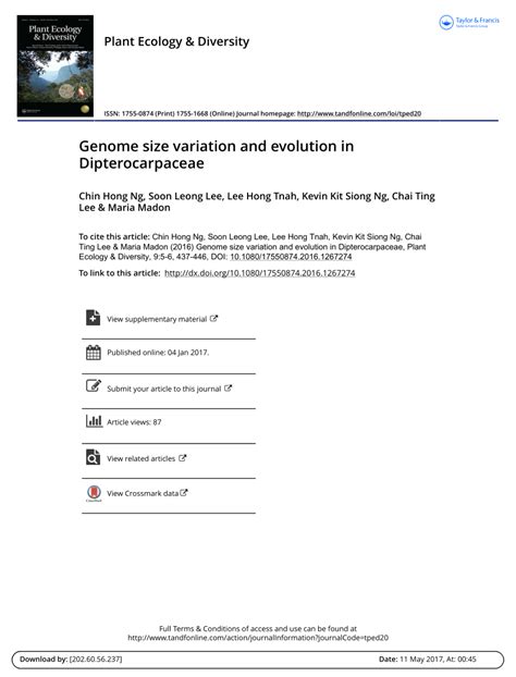 Pdf Genome Size Variation And Evolution In Dipterocarpaceae