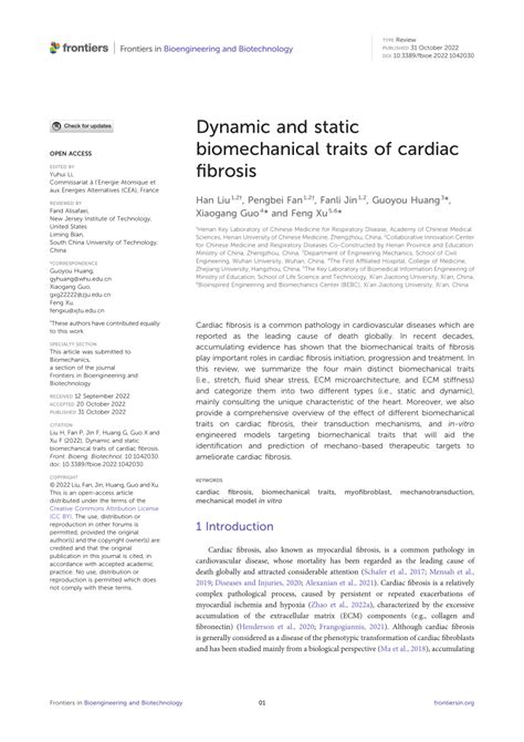 PDF Dynamic And Static Biomechanical Traits Of Cardiac Fibrosis