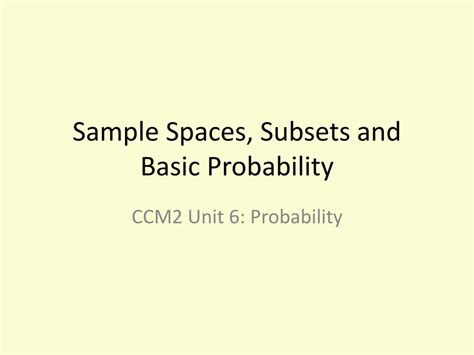 PPT Sample Spaces Subsets And Basic Probability PowerPoint Presentation ID