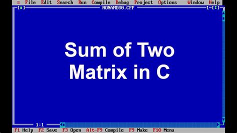C Program31 Addition Of Two Matrix In C 2d Array In C Youtube
