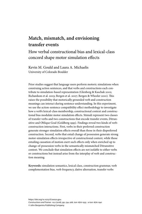 pdf match mismatch and envisioning transfer events how verbal