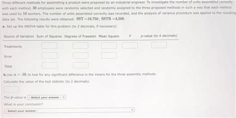 solved three different methods for assembling a product were