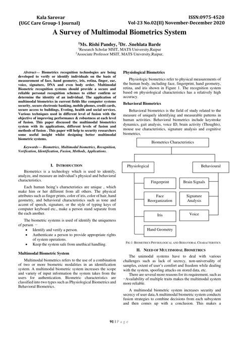 PDF A Survey Of Multimodal Biometrics System