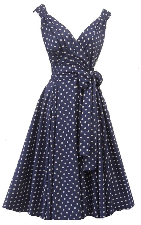 Retro Blue Polka Dot Cotton 1950s Style Swing Dress Goodwood Revival Etsy