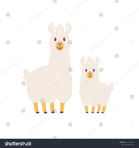 Cartoon Vector Llama Alpaca Flat Style Stock Vector Royalty Free