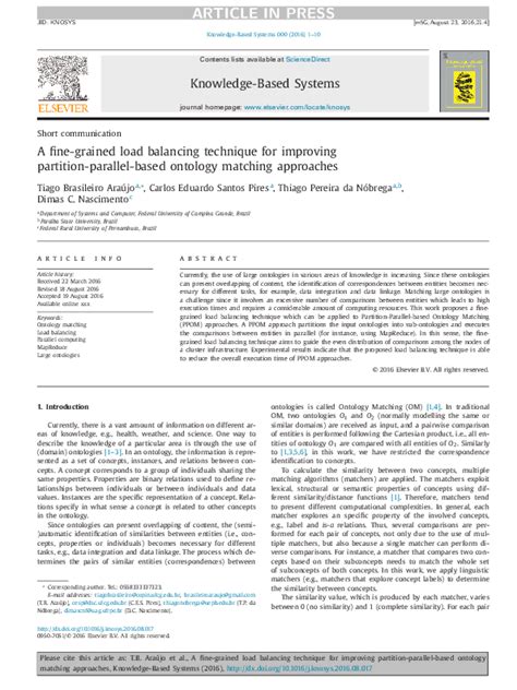 Pdf A Fine Grained Load Balancing Technique For Improving Partition Parallel Based Ontology