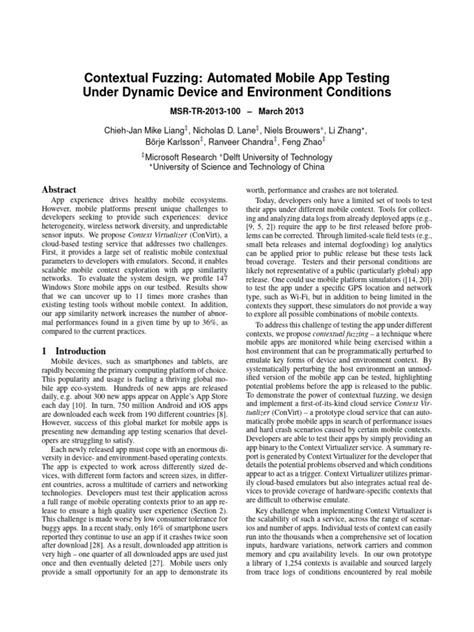 Contextual Fuzzing Automated Mobile App Testing Under Dynamic Device