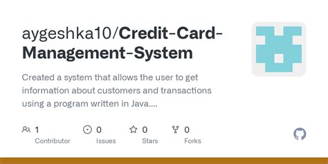 GitHub Aygeshka Credit Card Management System Created A System That Allows The User To Get