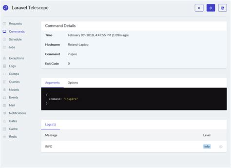 log from commands don t seeing in log of telescope · issue 550 · laravel telescope · github