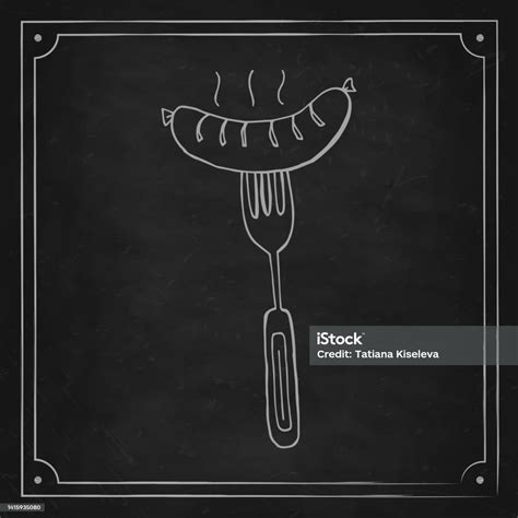 옥토버 페스트 2022 맥주 축제 검은 분필 보드에 포크에 손으로 그린 낙서 바이에른 소시지 독일 전통 휴일 0명에 대한 스톡 벡터 아트 및 기타 이미지 Istock
