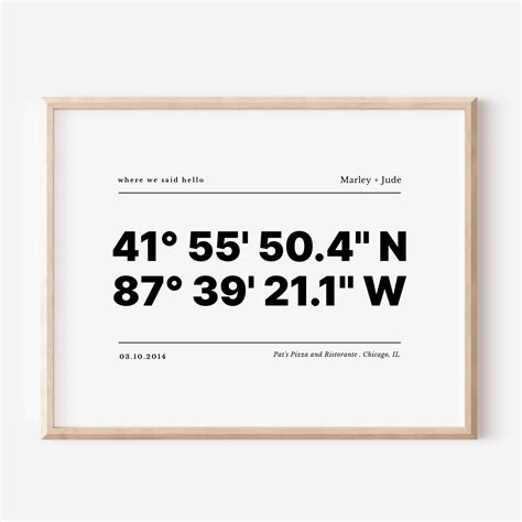 Custom Gps Coordinates Print Unframed Art 3 Sizes Our Special