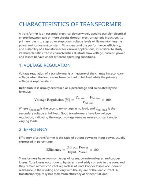 Transformer Characteristics Pdf Transformer Electrical Impedance