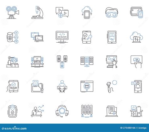 Information Tech Line Icons Collection Coding Automation Cloud