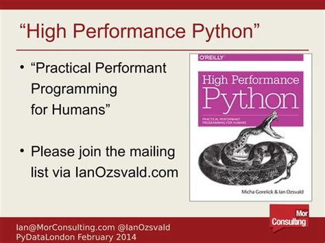 The High Performance Python Landscape By Ian Ozsvald Ppt Free Download
