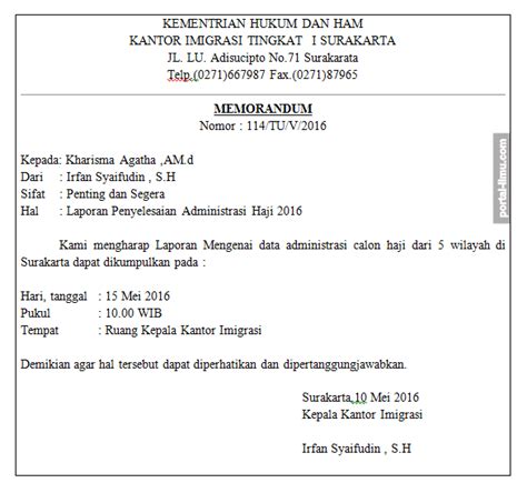 Contoh Surat Memorandum Portal Ilmu Com
