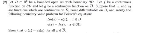 solved 2 let d c r2 be a bounded open set with boundary