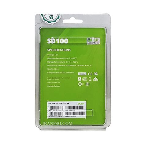 رم لپ تاپ 32 گیگ ایسر Ddr4 3200 Mhz 1 2v Sd100 گارانتی آواژنگ