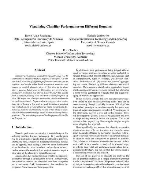 Pdf Visualizing Classifier Performance On Different Domains