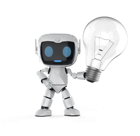 Premium Photo Personal Assistant Robot Hold Lightbulb For Creativity