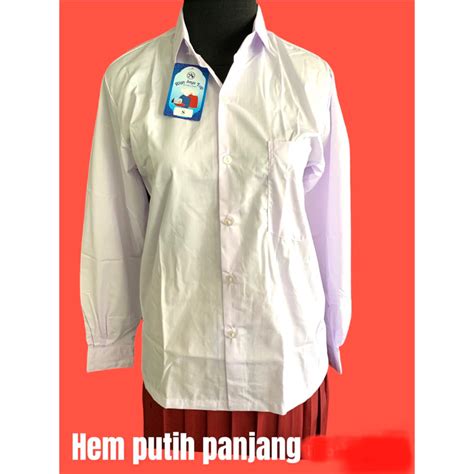 Jual Baju Seragam Sekolah Putih Lengan Panjang Kemeja Putih Panjang Seragam Atasan Putih Sd Smp