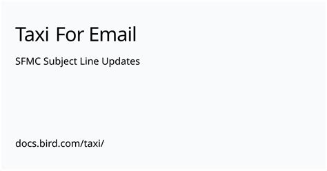 Sfmc Subject Line Updates Taxi For Email
