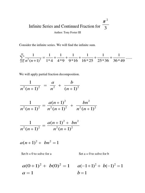 Pi Squared Divided By 3 Infinite Series And Continued Fraction Pdf