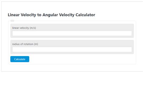 Linear Velocity To Angular Velocity Calculator Calculator Academy