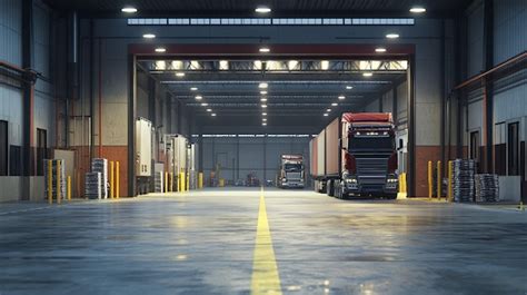 Warehouse Loading Dock With SemiTruck For Deliveries And Logistics Premium AI Generated Image