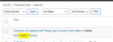 Overview Of Trashed Sap Blogs And Recovery From Trash Veslog