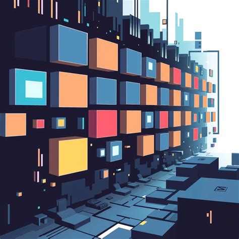 Glitch Vertically Squares Distorted Grids In A Digital Aes