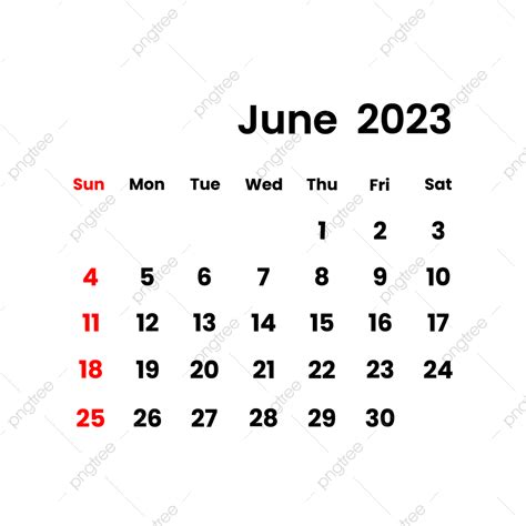 Calendario En Blanco Junio 2023