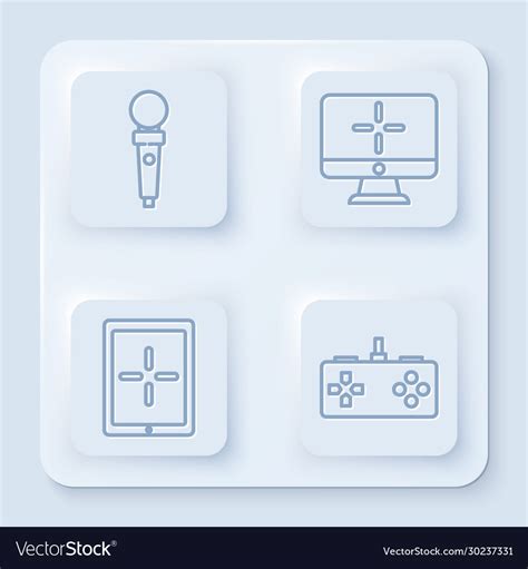 Set Line Joystick For Arcade Machine Computer Vector Image
