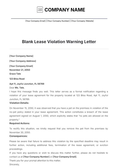 Free Blank Lease Violation Warning Letter Template To Edit Online Free Blank Lease Violation Warning Letter Template To Edit Online