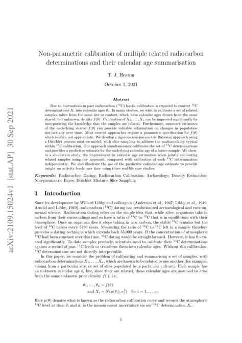 Pdf Non Parametric Calibration Of Multiple Related Radiocarbon Determinations And Their