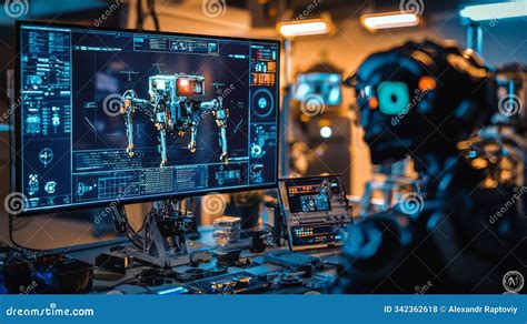 Exploring Advanced Robotics In A High Tech Lab Featuring A Humanoid Robot And Interactive