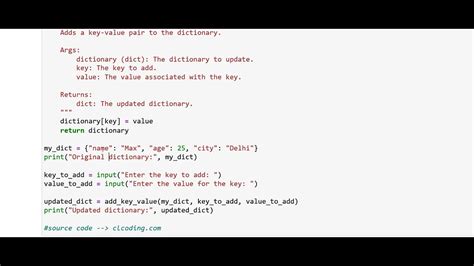 Day 92 Python Program To Add A Key Value Pair To The Dictionary Youtube