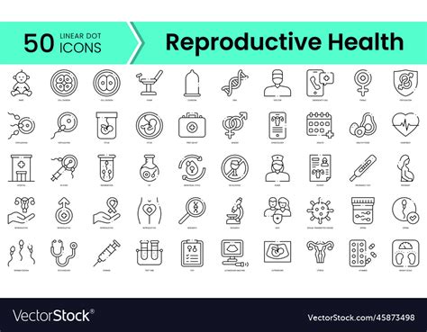 Set Of Reproductive Health Icons Line Art Style Vector Image