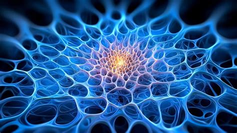 Glowing Blue And Orange Fractal Pattern Abstract Organic Structure