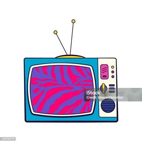 Old Analog Tv With Antenna Icon Vector Television Stock Illustration